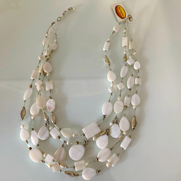 Talbots | Jewelry | Talbots 4 Strand White Beaded Necklace | Poshmark